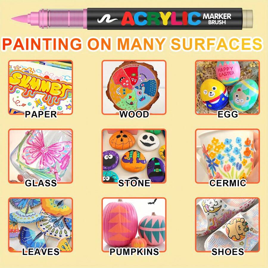 GuangNa GuangNa 168 Colors Direct Liquid Acrylic Marker Pens, Soft Nib ...