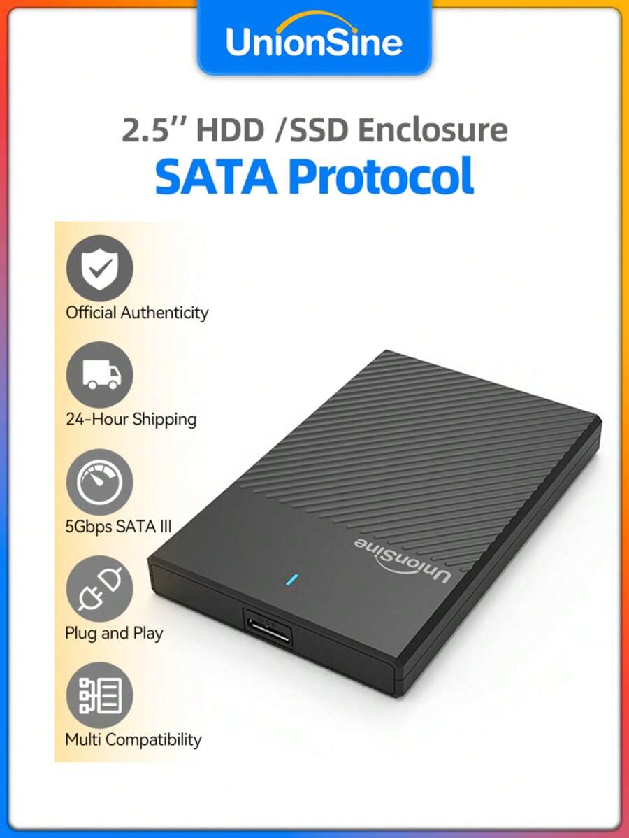 UnionSine Unionsine Slim 2.5" SSD Enclosure USB 3.0 5Gbps - Tool-Free ...