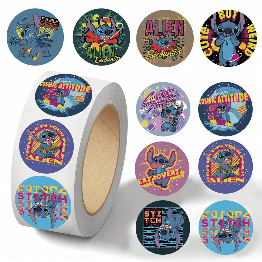 500PCS Disney Lilo And Stitch Stickers Roll 10 Styles Funny Movie ...
