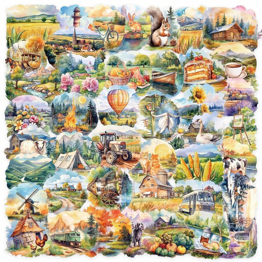 50Pcs Transparent PET Nature Stickers Plant Stickers Decorative ...