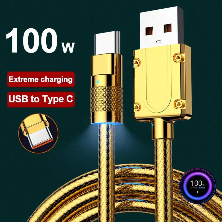 120W 6A Super Fast Charging USB To Type-C Cable Round High-Speed Data ...
