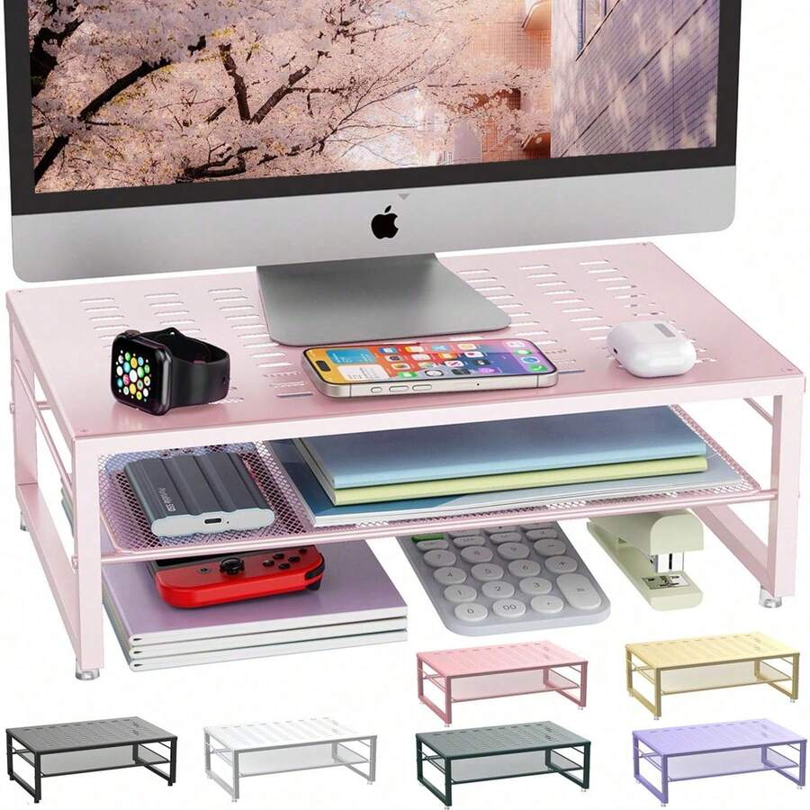 2-Tier Metal Monitor Stand Riser, Desk Organizer For Monitor, Office ...