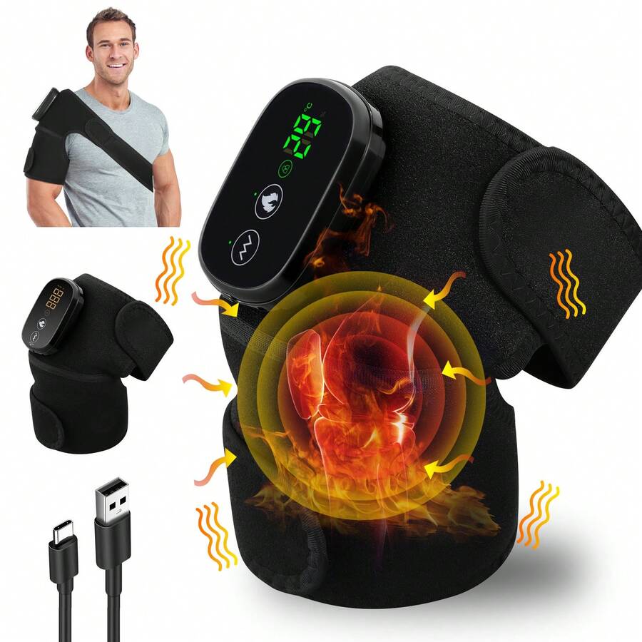 Cordless Knee Massager – 3 Adjustable Vibration & Temperature Levels ...
