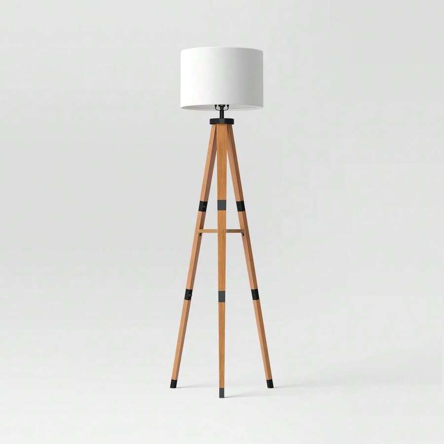Threshold Tripod Floor Lamp With Shelf Modern Brown Wood Drum Shade 60 ...