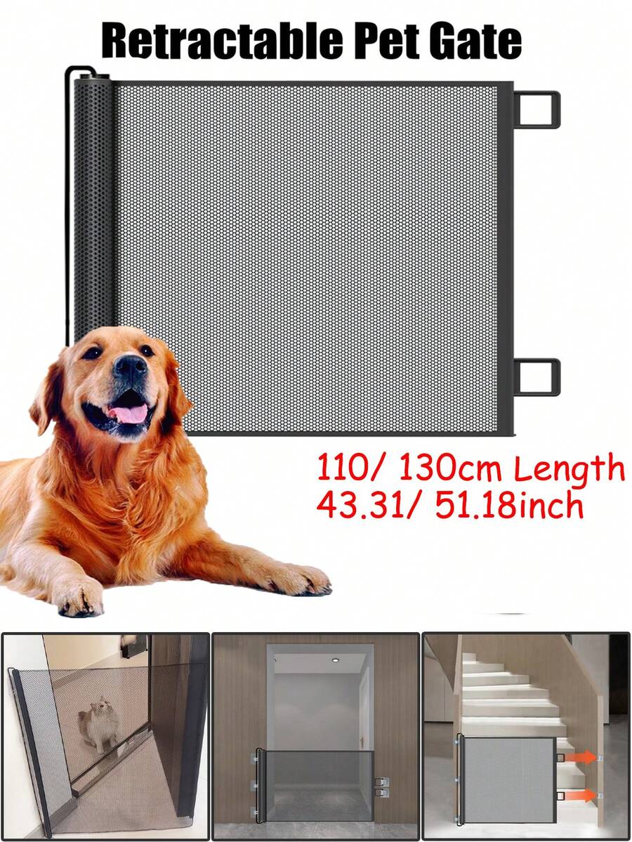 Pet Retractable Fence Gate Barrier Pet Guard Universal Folding Mesh Dog ...