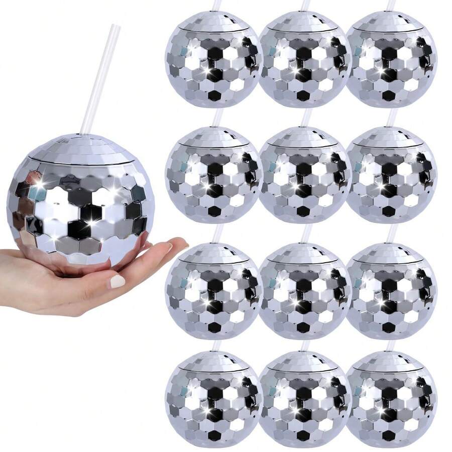600ml Disco Ball Shaped Plastic Cup With Straw, Disco Sphere Cup ...