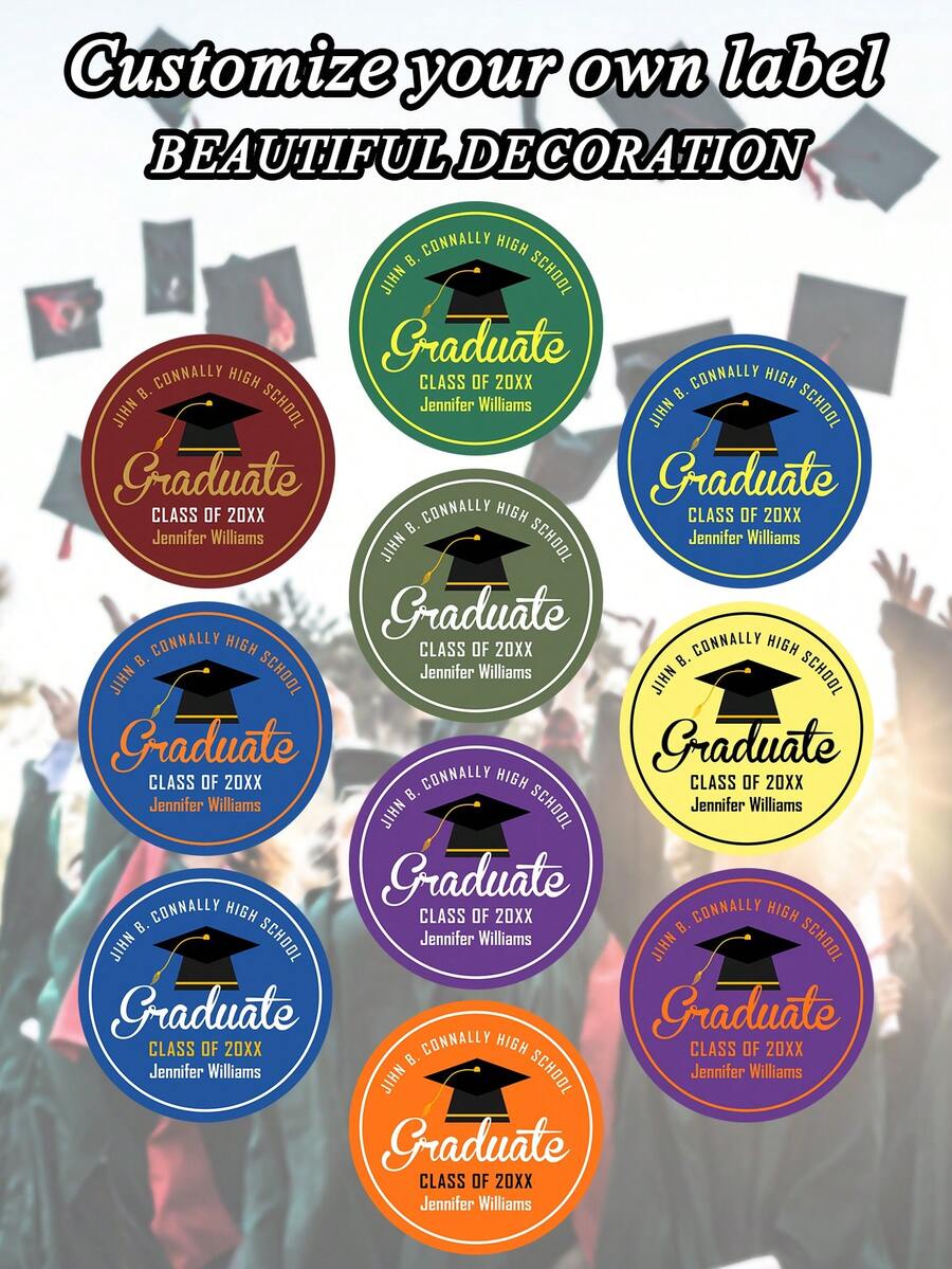 16-300 Pcs, 1.57 Inches, Custom Round Graduation Sticker Labels ...