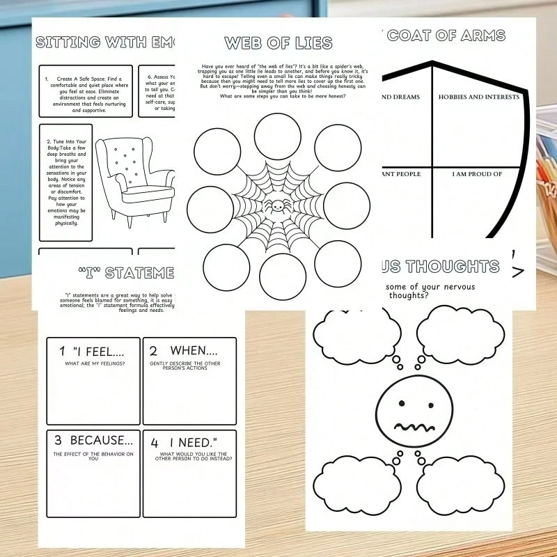 100 Creative Art Therapy Activity Workbook - Support Group Record Pages ...
