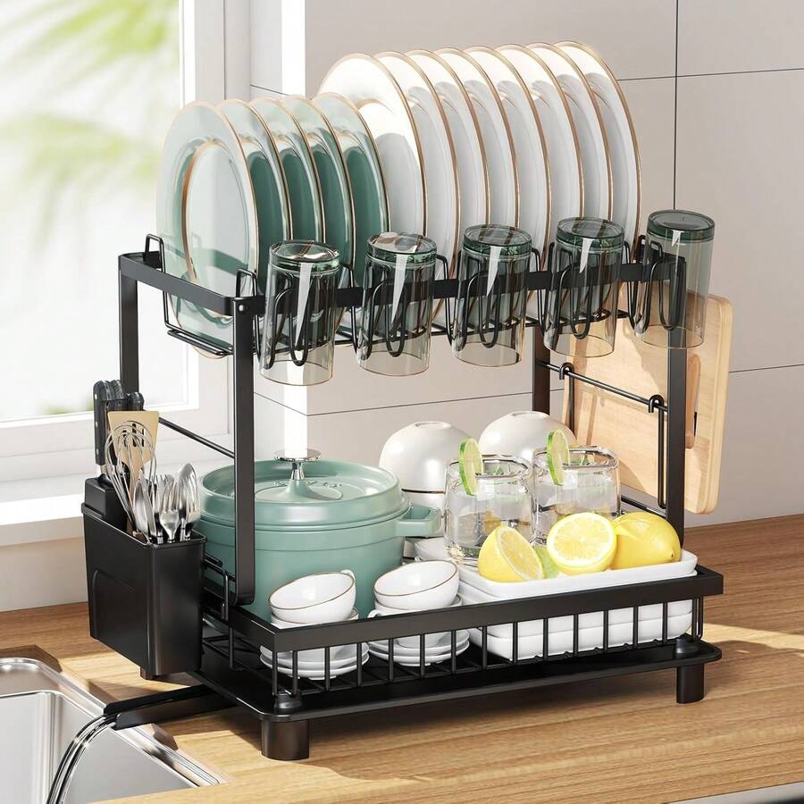Plus Size 2-Tier Dish Drying Rack For Kitchen Counter, Stainless Steel ...