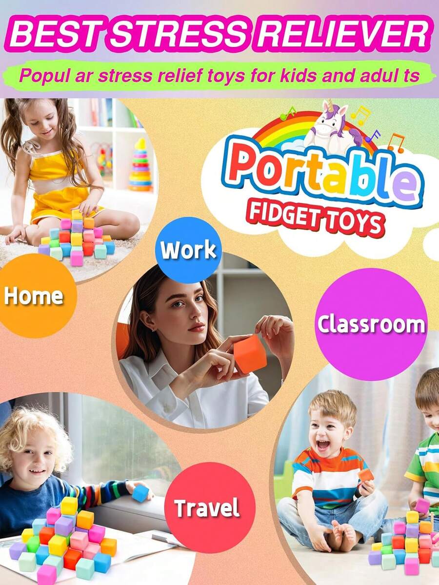 Slow Rising Stress Cube Fidget Toys, Squishy Balls Sensory Fidget Toys ...