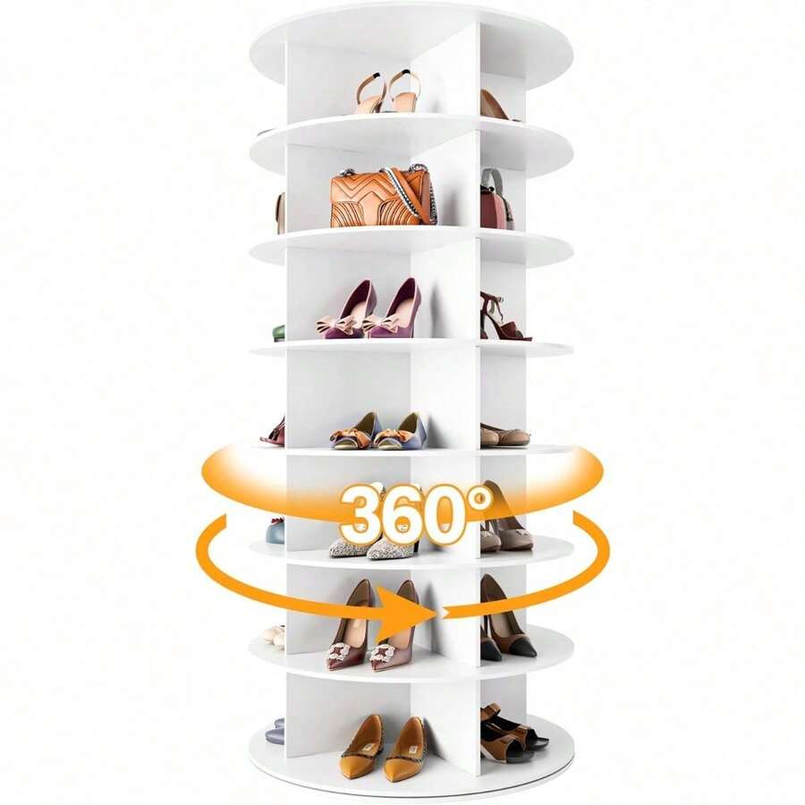 Rotating Shoe Rack Tower 7 Tier Organizer, Vertical Spinning Shoe ...