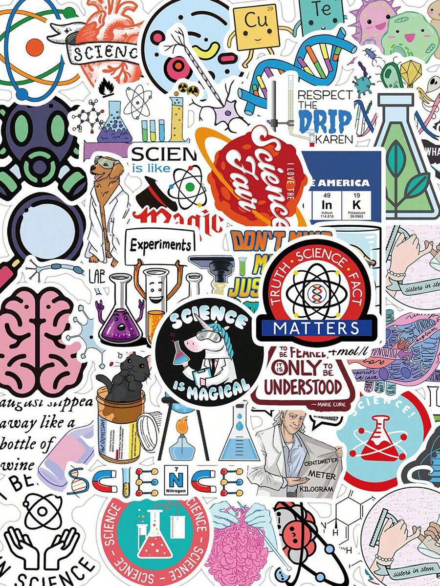50pcs/Pack School Laboratory Physics Science Chemistry Doodle Stickers ...