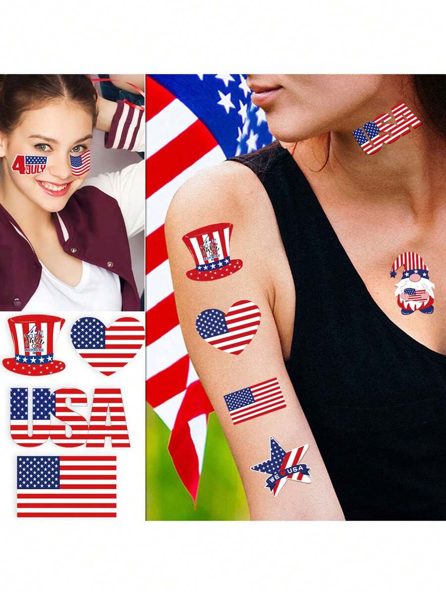 5 Pcs Independence Day Face Stickers, USA Flag Stickers For Party ...