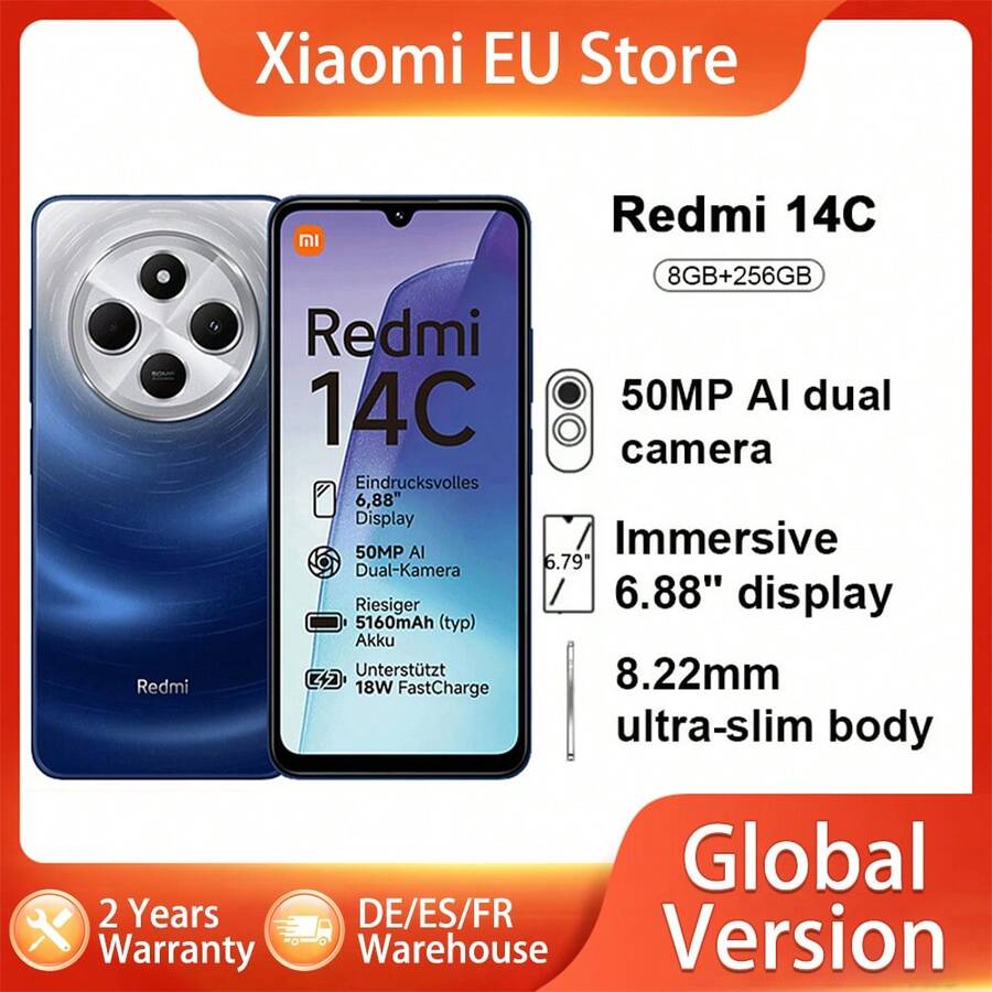 Xiaomi Xiaomi Redmi 14C NFC 8GB RAM 256GB ROM Smartphone, 120 Hz 6.88 ...