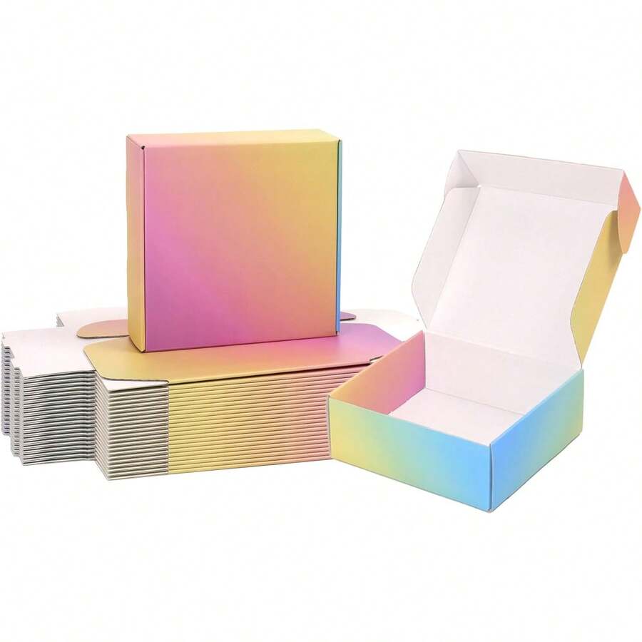 8x8x3 Shipping Boxes For Packaging, 60 Pack Colorful Corrugated ...