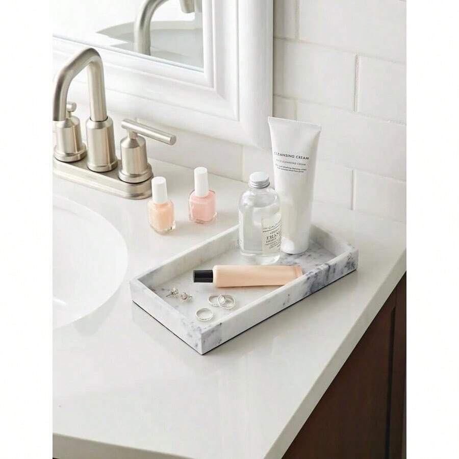 (3 Pack) Faux Marble Vanity Tray White | SHEIN USA