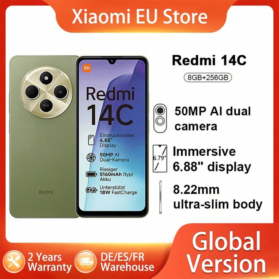 Xiaomi Xiaomi Redmi 14C NFC 8GB RAM 256GB ROM Smartphone, 120 Hz 6.88 ...