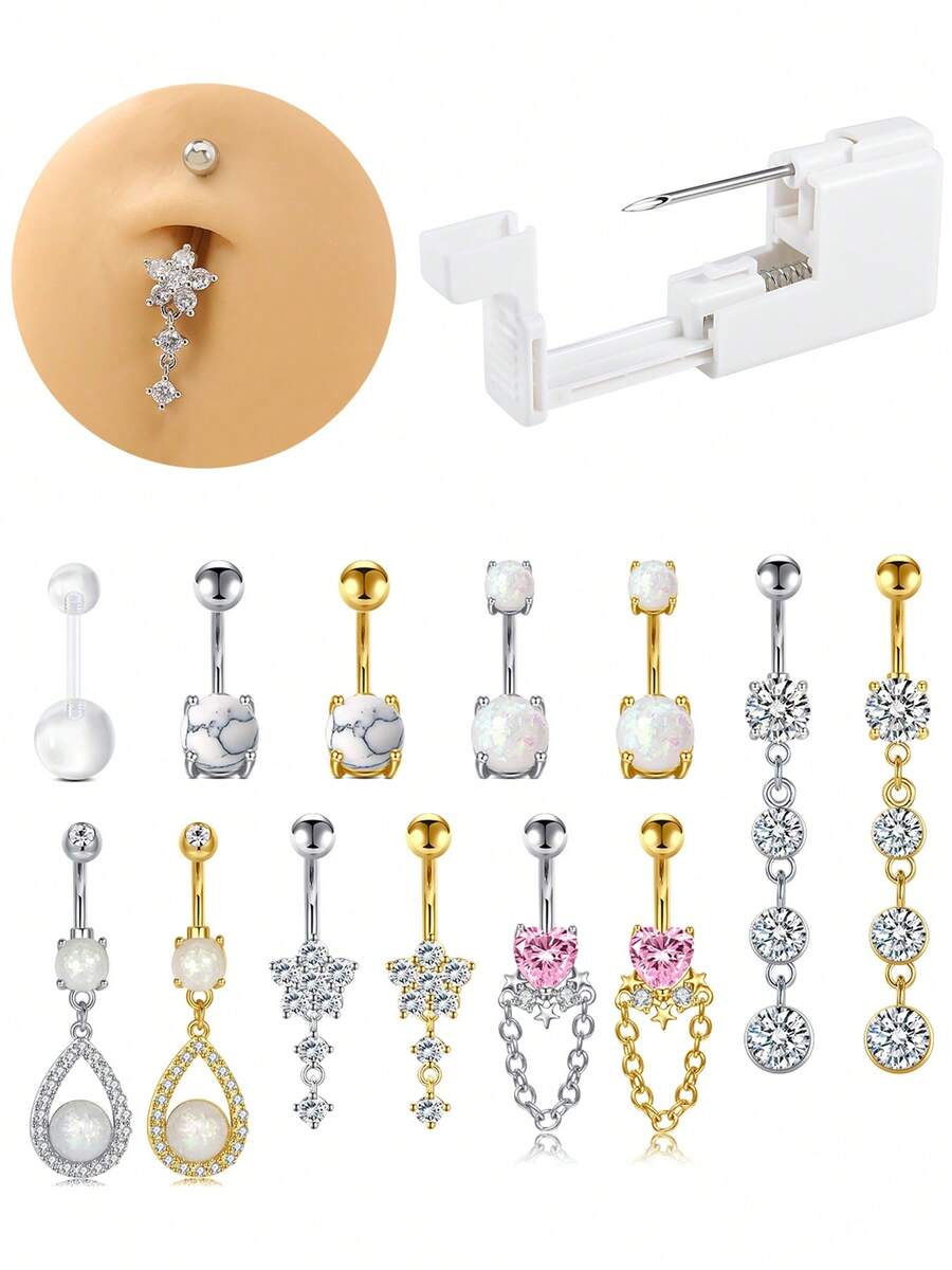 3Pcs Belly Button Piercing Kit Gun, Professional Body Piercing Kit ...