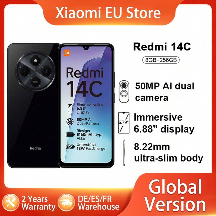 Xiaomi Xiaomi Redmi 14C NFC 8GB RAM 256GB ROM Smartphone, 120 Hz 6.88 ...
