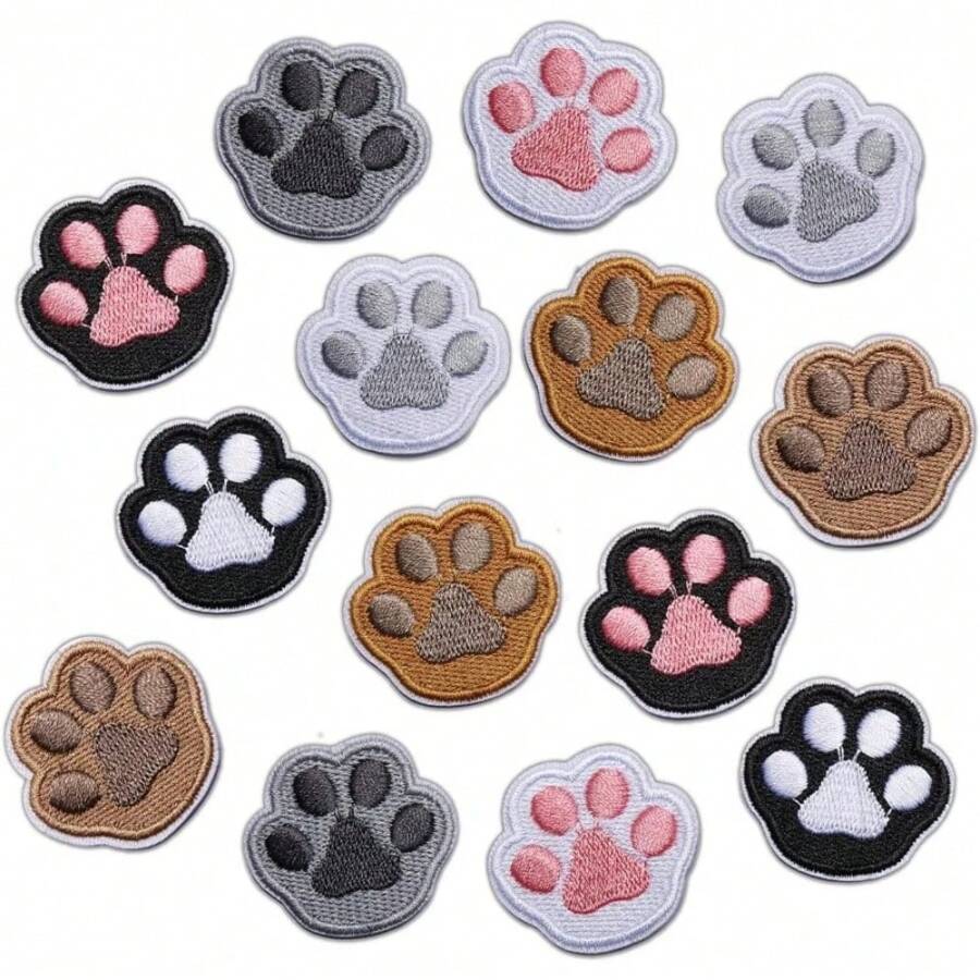 7pcs Paw Print Patches For Clothing, Self-Adhesive Embroidery Applique ...