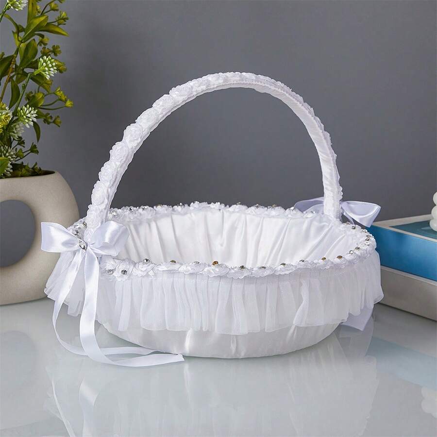 Western Rattan Woven Large Flower Basket Wedding Props Nordic Style ...