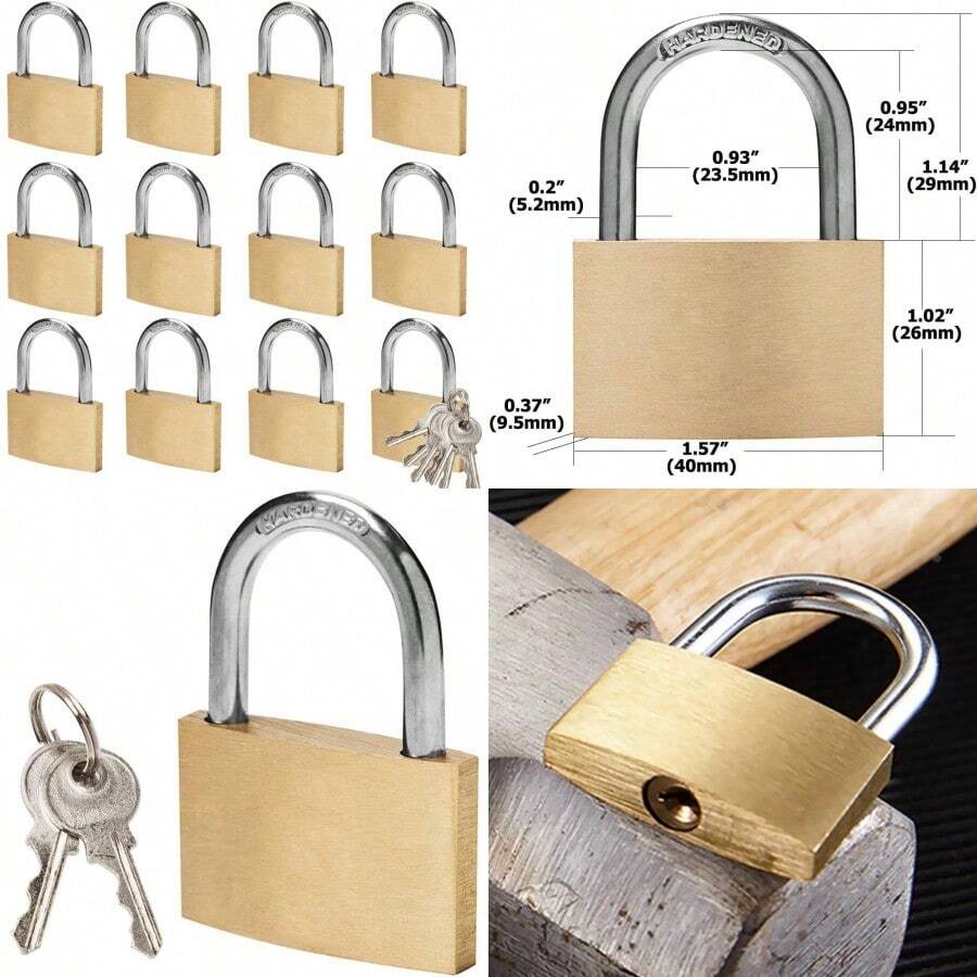 Thin Solid Brass Same Keyed Padlock Keyed Alike Locks-40mm-12pack ...