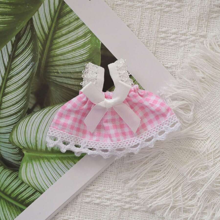 Cottagecore LABUBU & Doll Dress - 17cm Lace Trim Plaid Skirt For Blind Box Figures, Kawaii ...
