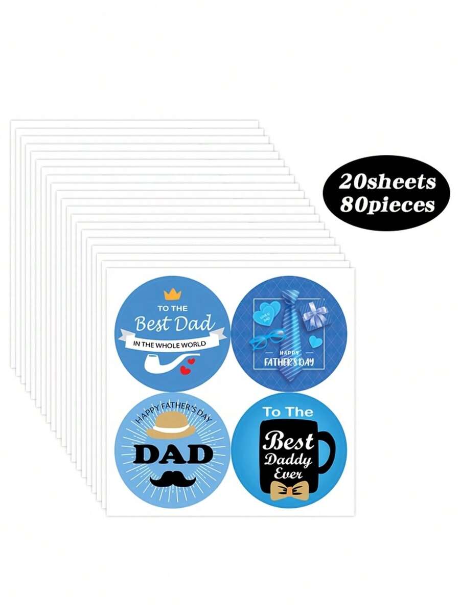 80pcs Happy Father's Day Envelope Seal Labels, Round Dad Stickers ...