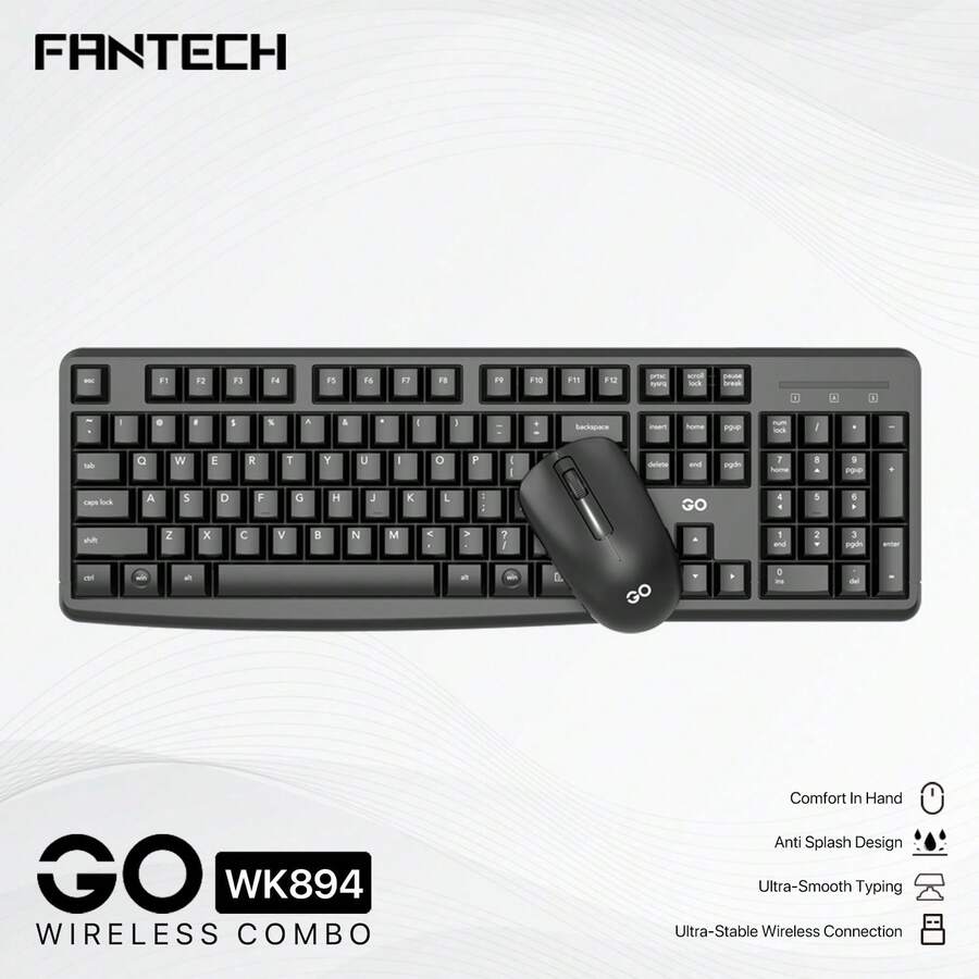 FANTECH Combo clavier et souris sans fil FANTECH pour Windows, 2 en 1 ...