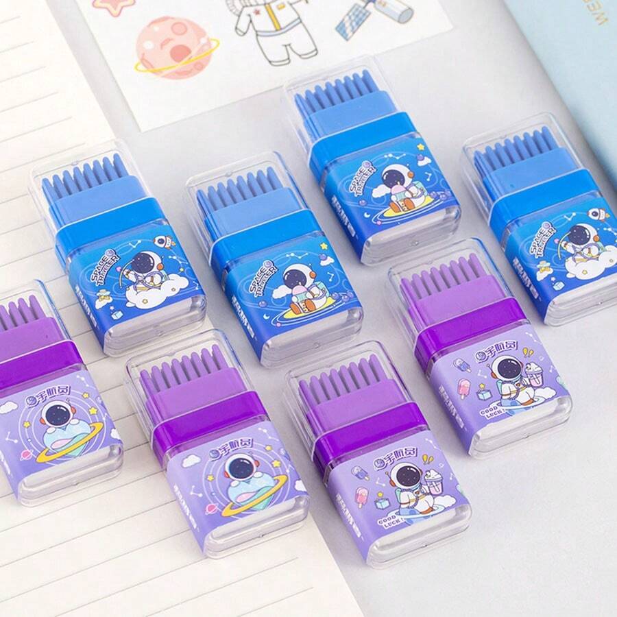 Cute Space Erasers, Transparent Galactic Box, Student Stationery ...