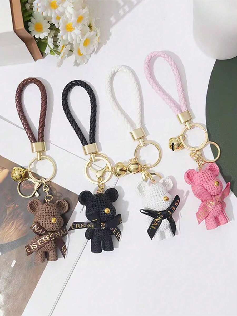 1pc (Random Color) Cute Plush Bear Keychain Pendant, Bag Charm, Key ...