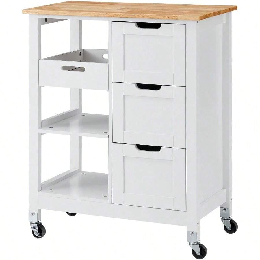 VEVOR Kitchen Island Cart Rolling Storage Cabinet On Wheel With Drawer ...