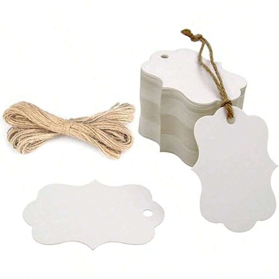 100pcs Kraft Paper Tags With String, Blank Hanging Tags, Apparel ...