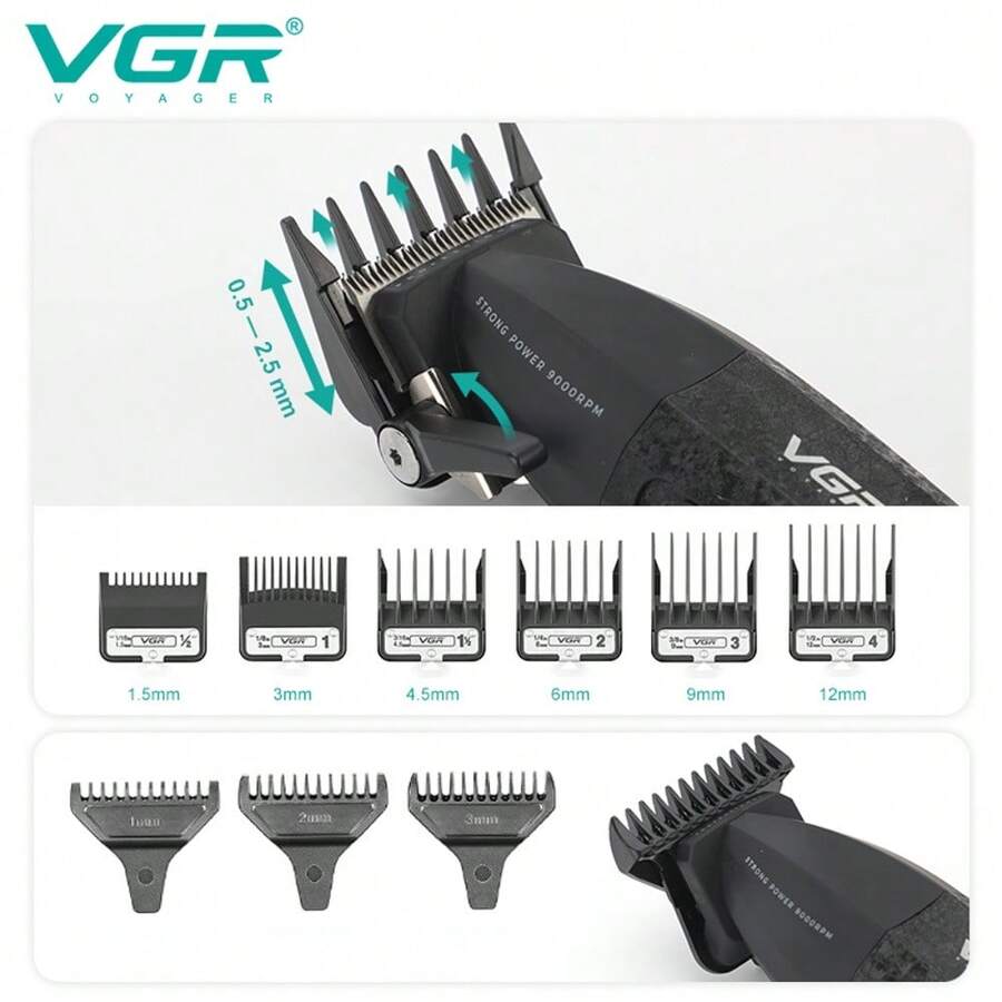 VGR VGR Hair Clipper Professional 9000 RPM Hair Trimmer Cordless High ...