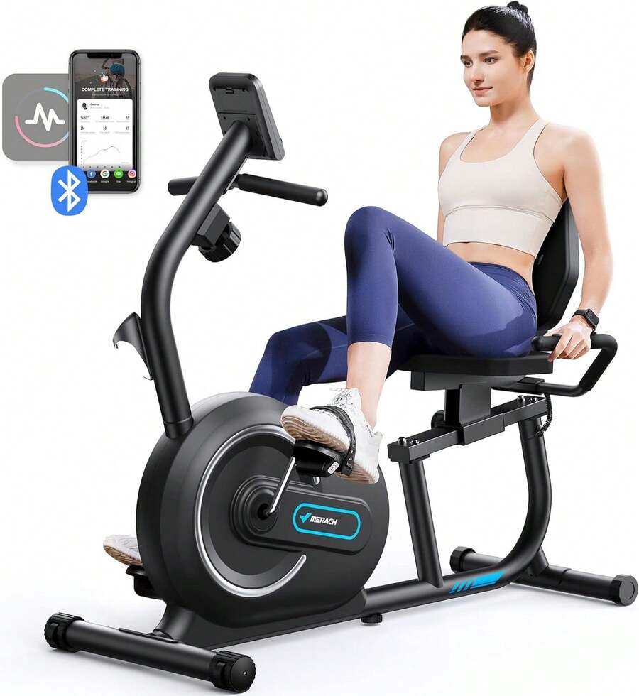 MERACH Recumbent Home Exercise Bike With 8 Adjustable Resistance Levels ...