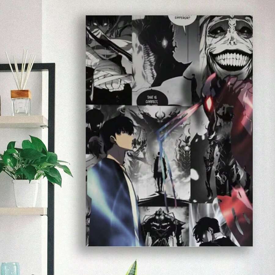 Framed Solo Leveling Anime Poster Print | Sung Jin Woo | Manga Art Wall ...