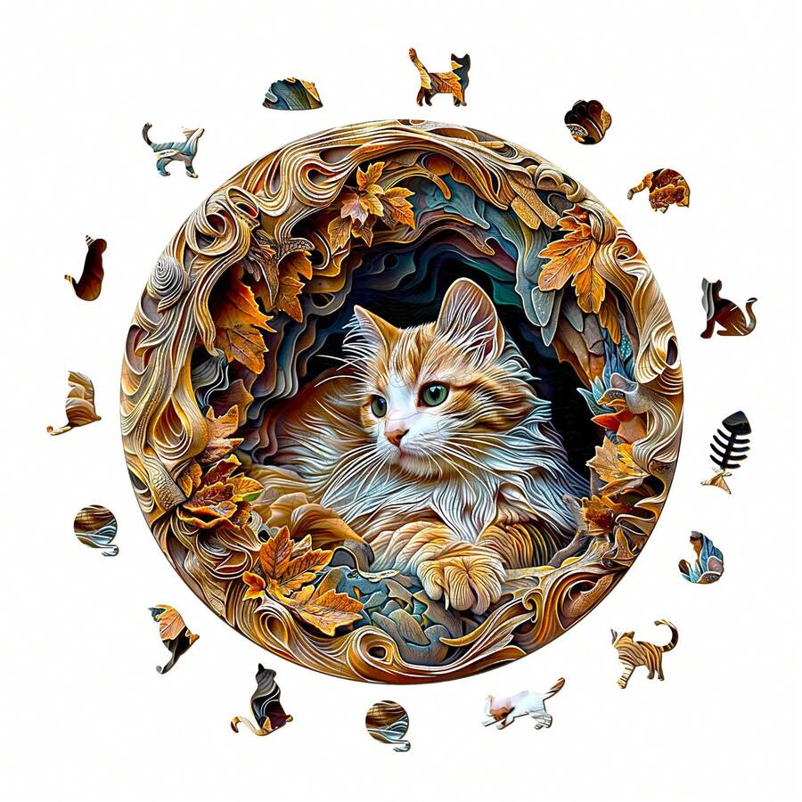 3D Cat Wooden Puzzle, Shaped Puzzle Toys, Unique Party Game Favours ...