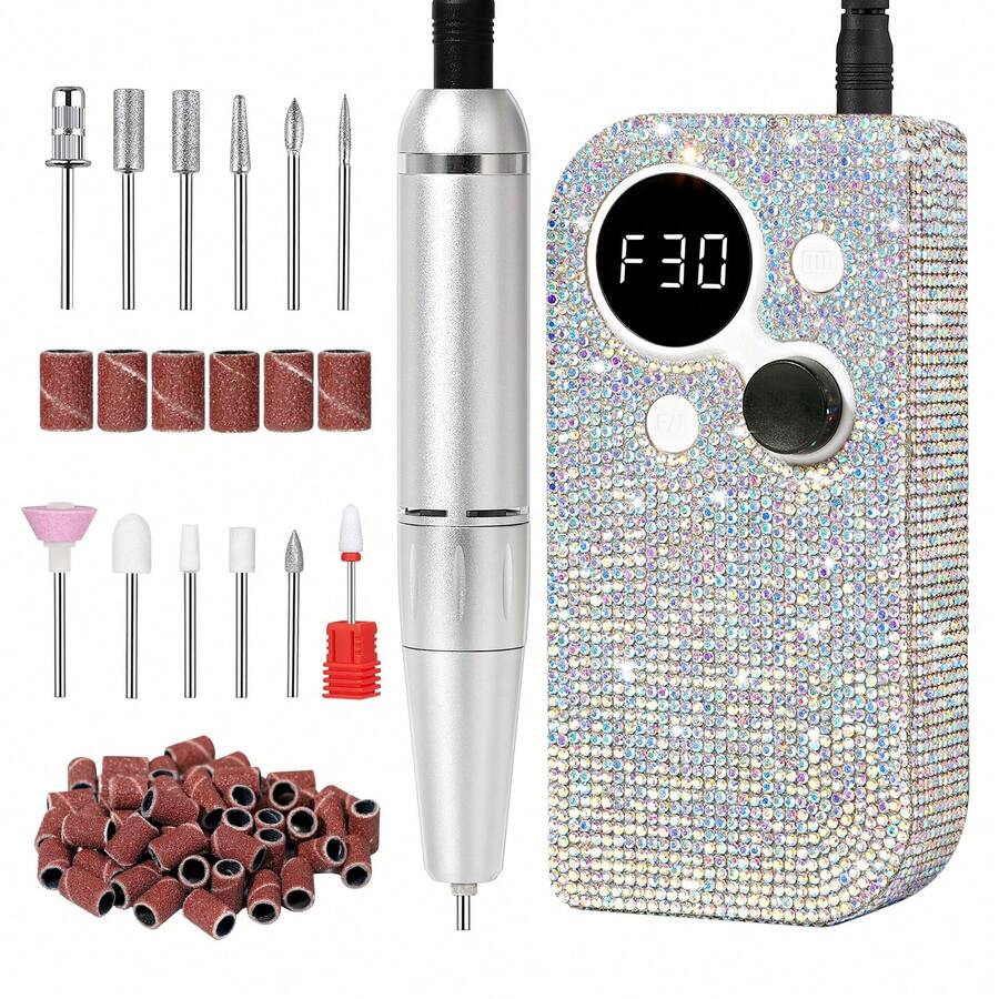 CHRISTINE SHELLY Professional Nail Drill Portable Rechargeable Sparkly ...