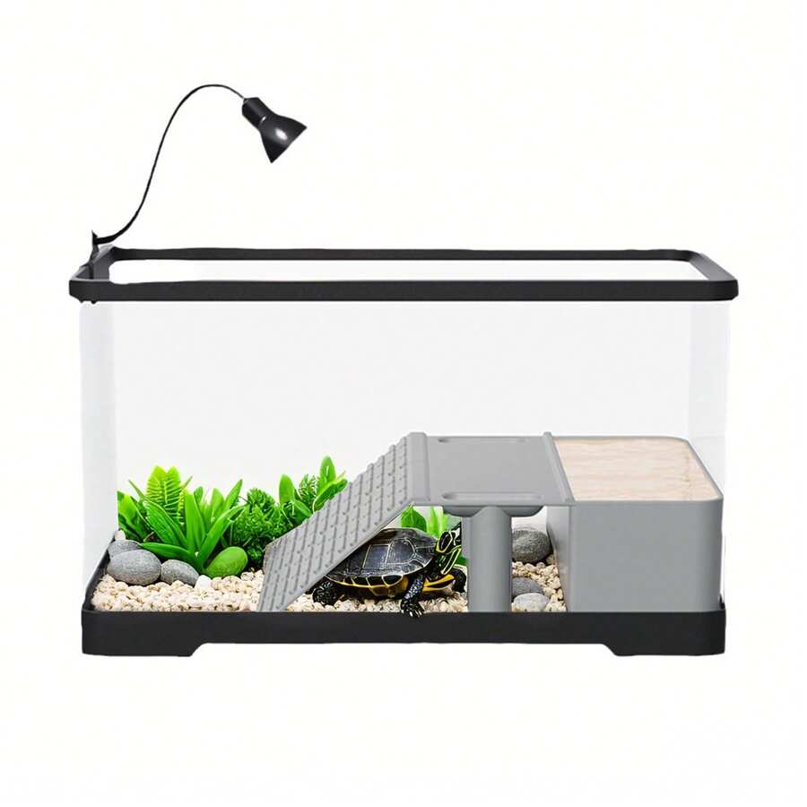 Turtle Tank Habitat Kit, Acrylic Turtle Aquarium With Basking Platform ...