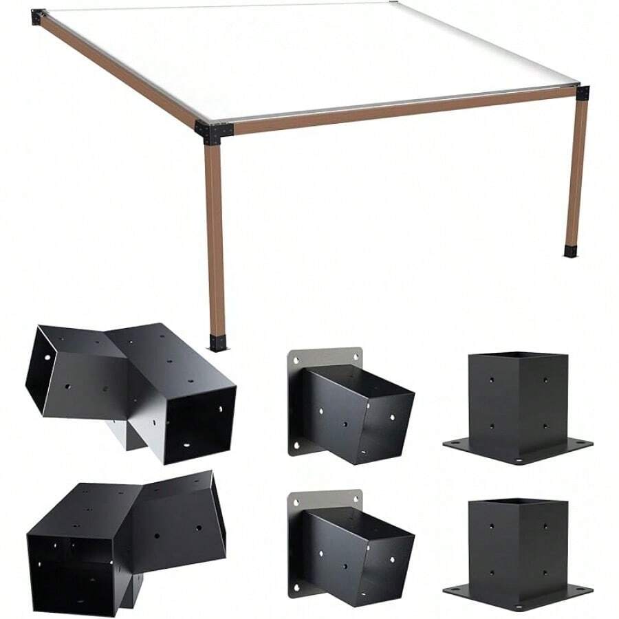 Pergola Kit With Brackets, 15°Slanted Roof Pergola Bracket Kit, Roof ...