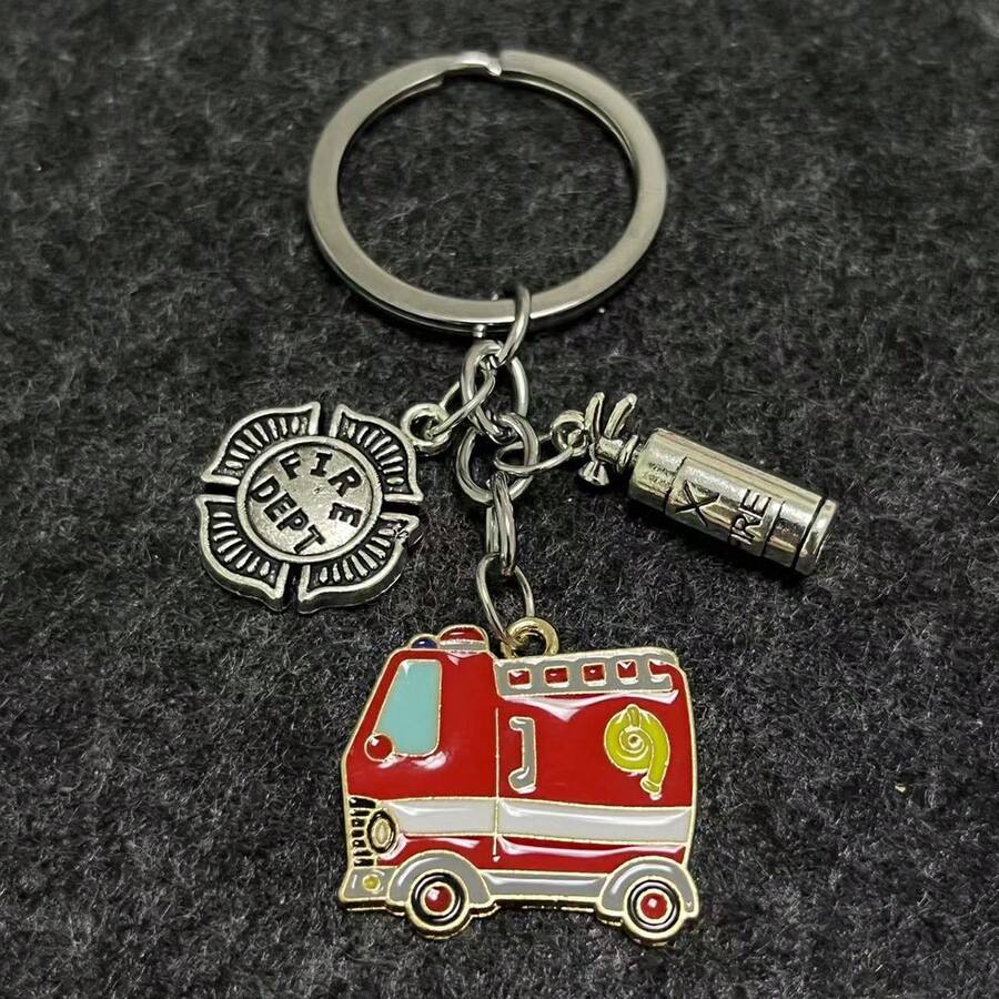 1pc Firefighter Memorial Keychain Car Keypack Hanging Decoration Fire ...