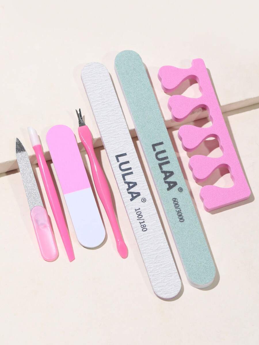 7pcs Nail Care Tools Set: Nail Buffing Block, Nail File, Cuticle Pusher ...