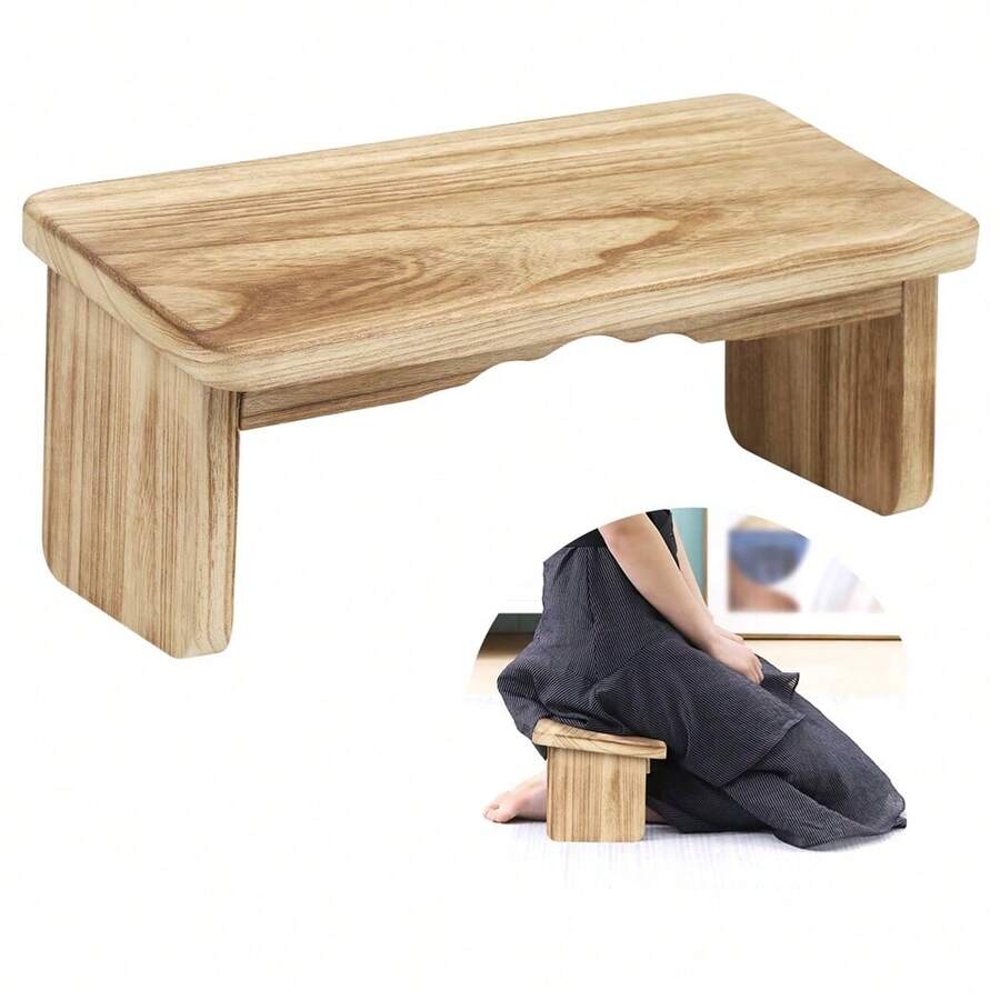 Foldable Ergonomic Meditation Kneeling Stool Bench, Wooden Yoga Prayer ...