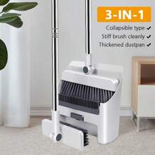 1 Set, Broom And Dustpan Set Combination, Rotatable And Foldable Stainless Steel Rod, Durable ...