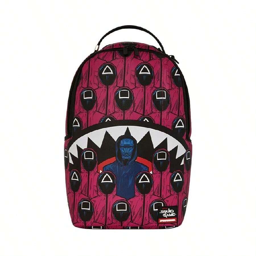 Sprayground X Squid Game Backpack Unisex Pink Front Man & Pink Guard ...
