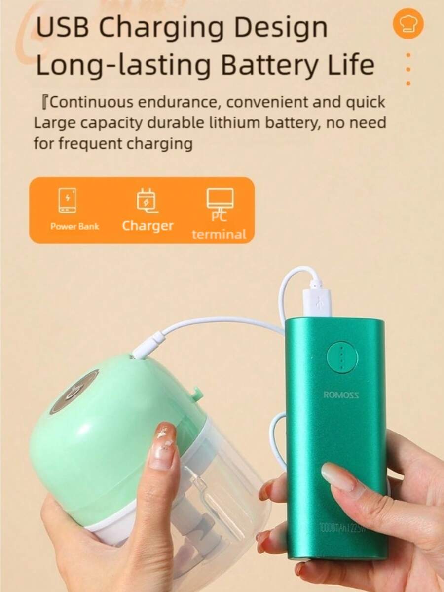 250 ml Hachoir à ail électrique mini USB rechargeable, broyeur d'ail, machine à écraser solide ...