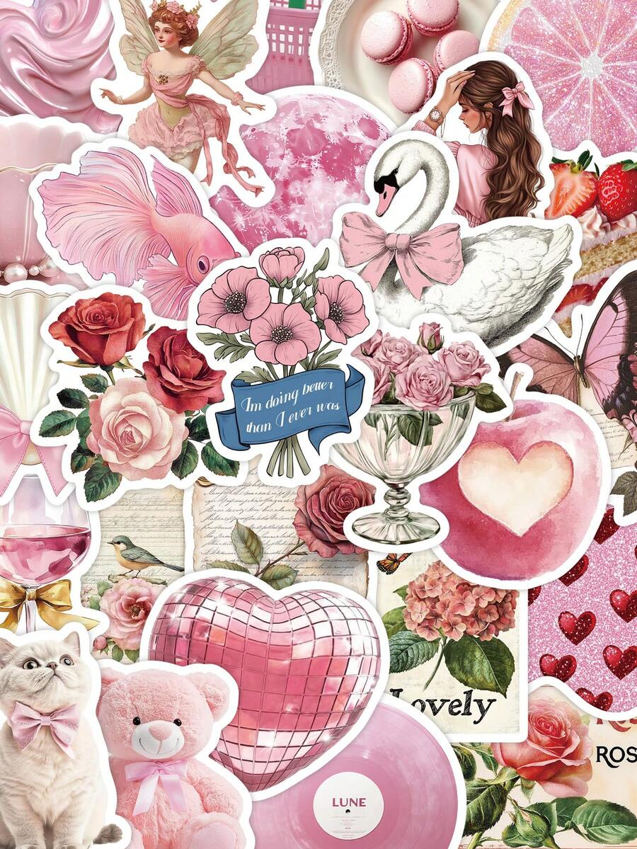 50pcs Retro Aesthetic Sticker Pack, Suitable For Decorating Phones ...