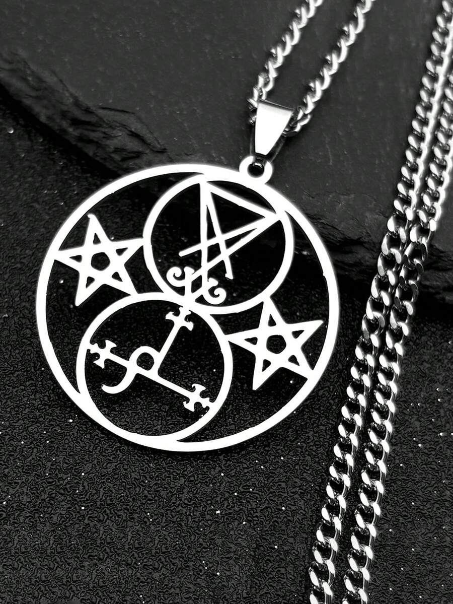 Lilith Pentacle Sigil Of Church Necklace Stainless Steel Satan Demon ...