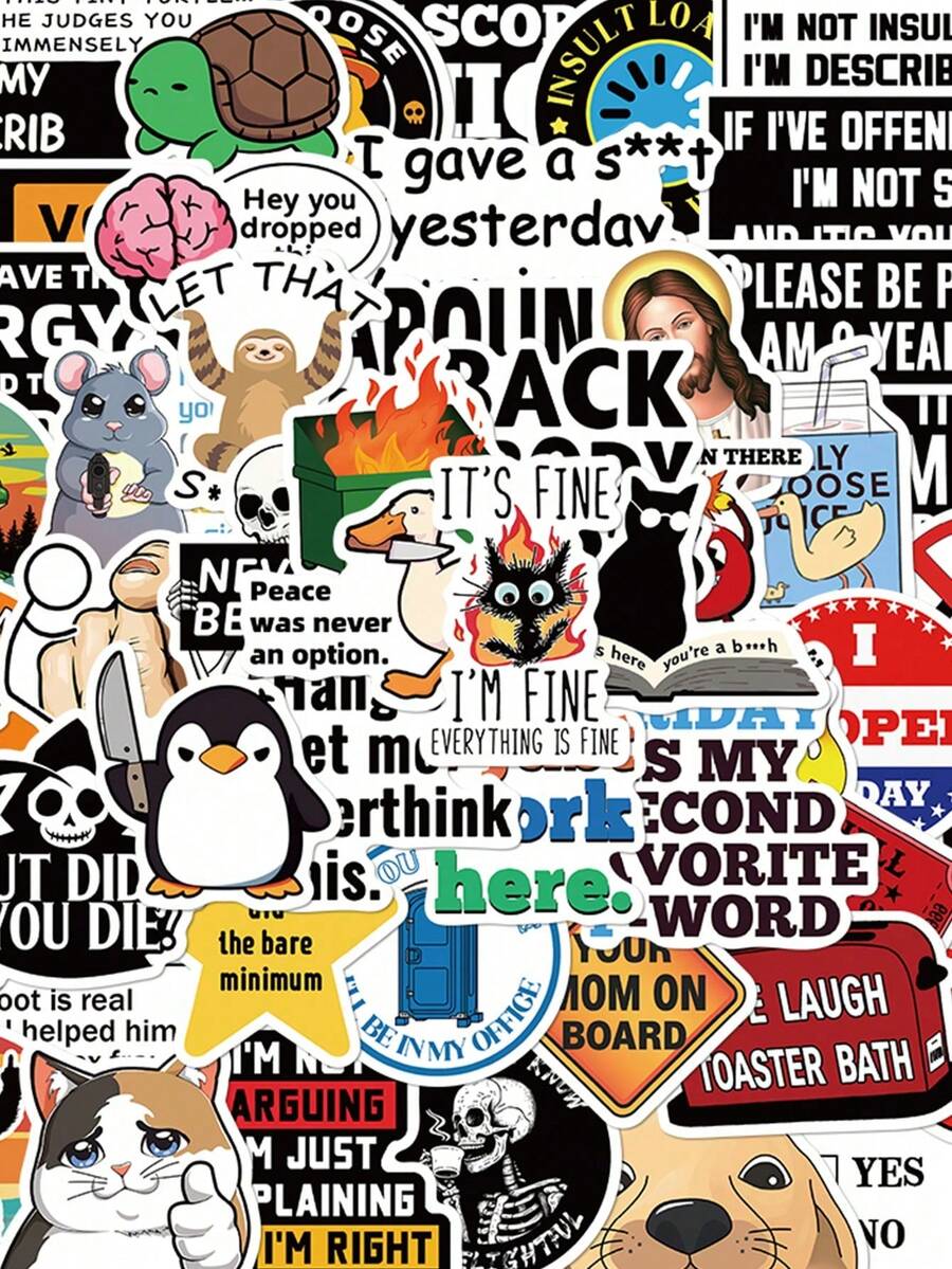 50pcs Prank Meme Stickers, PVC Cartoon Creative Decoration Stickers For ...