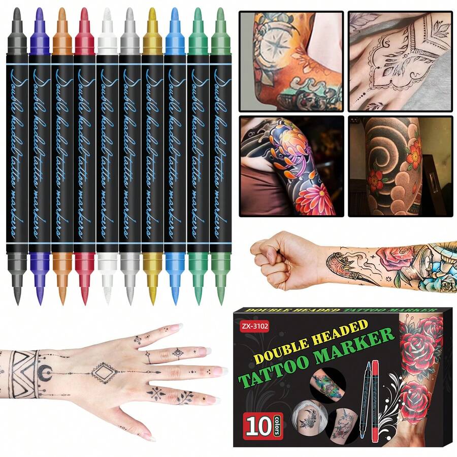 10 Colors Temporary Tattoo Markings Pen Marker Pens | SHEIN USA